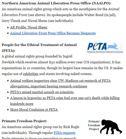 Index of animal rights groups/activists – Speaking of Research
