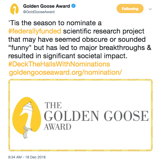 ‘Tis the Season…for a Golden Goose! – Speaking of Research